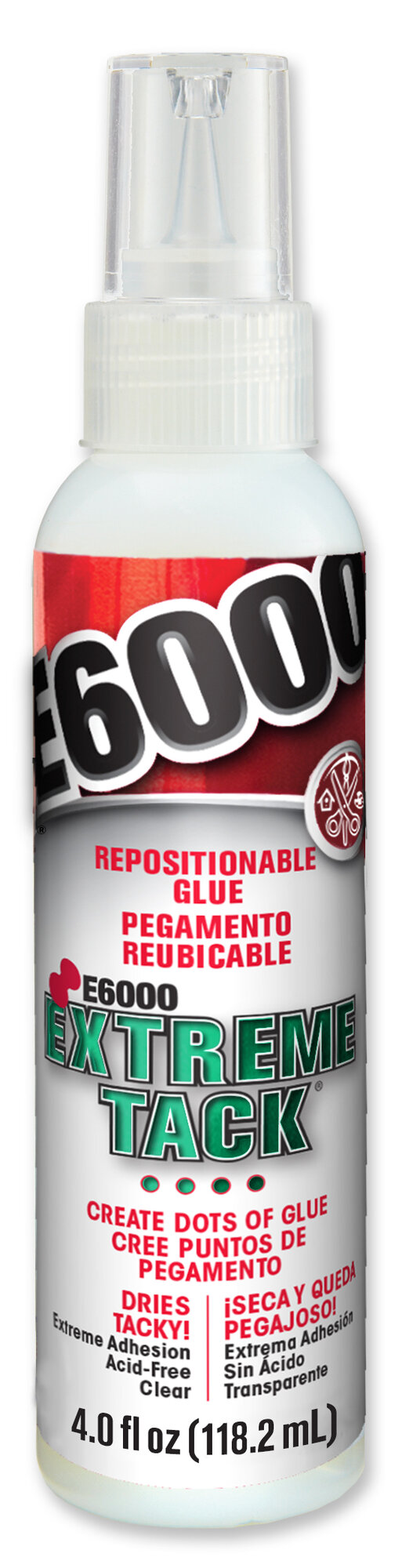 Несохнущая клейкая точка E6000 Extreme Tack 118,2 мл. для любых материалов