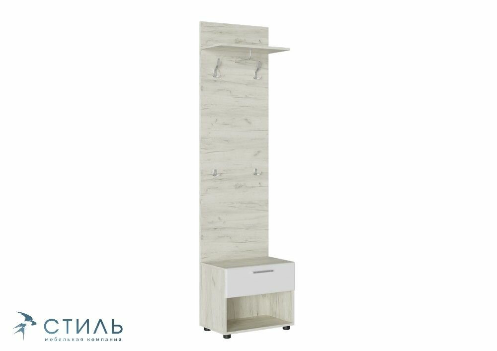 Тумба с вешалкой Сафари ТМ-003 Дуб крафт белый/Белый софт (Стиль)