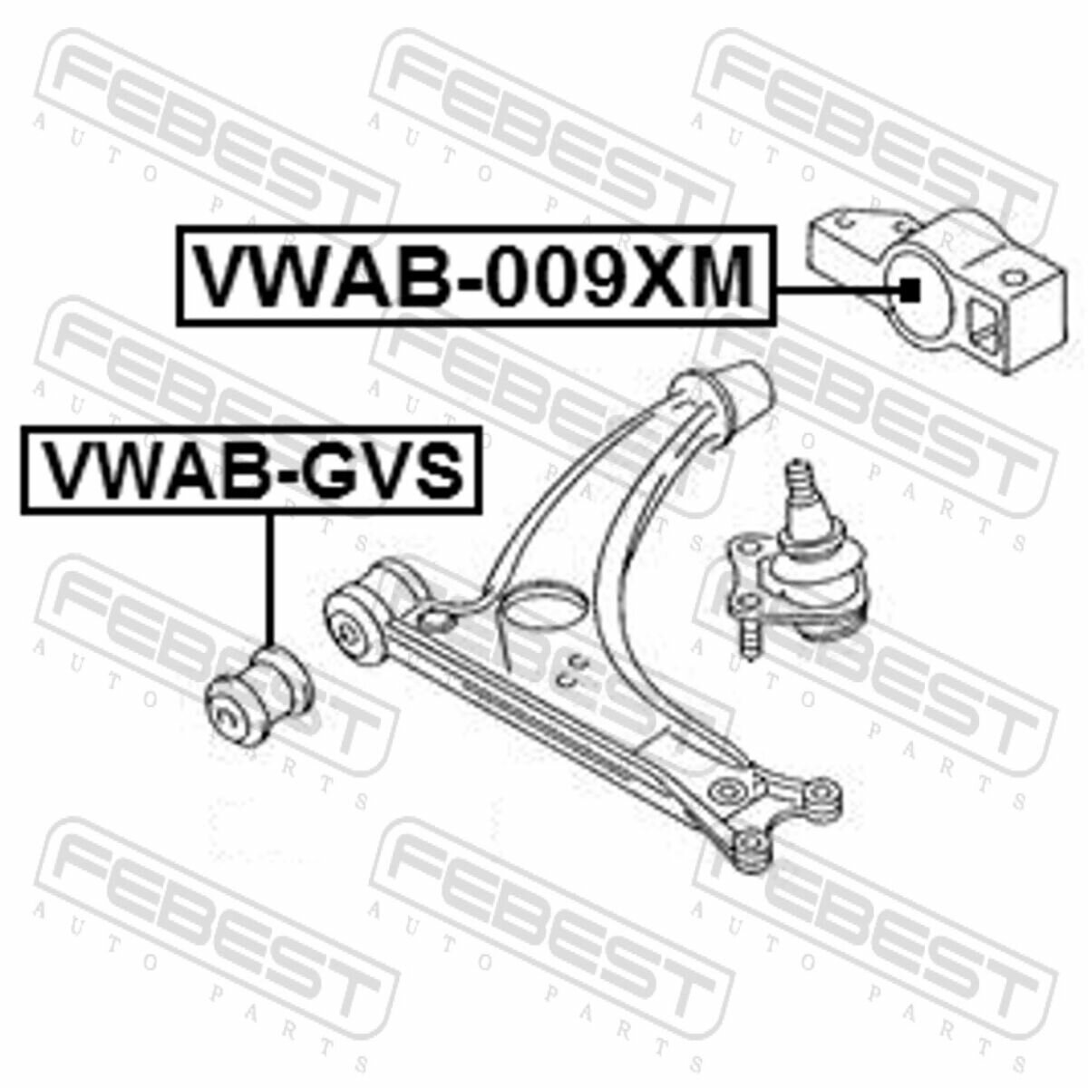 Сайлентблок Задний Переднего Рычага Без Кронштейна(Febest Vwab-009Xm)
