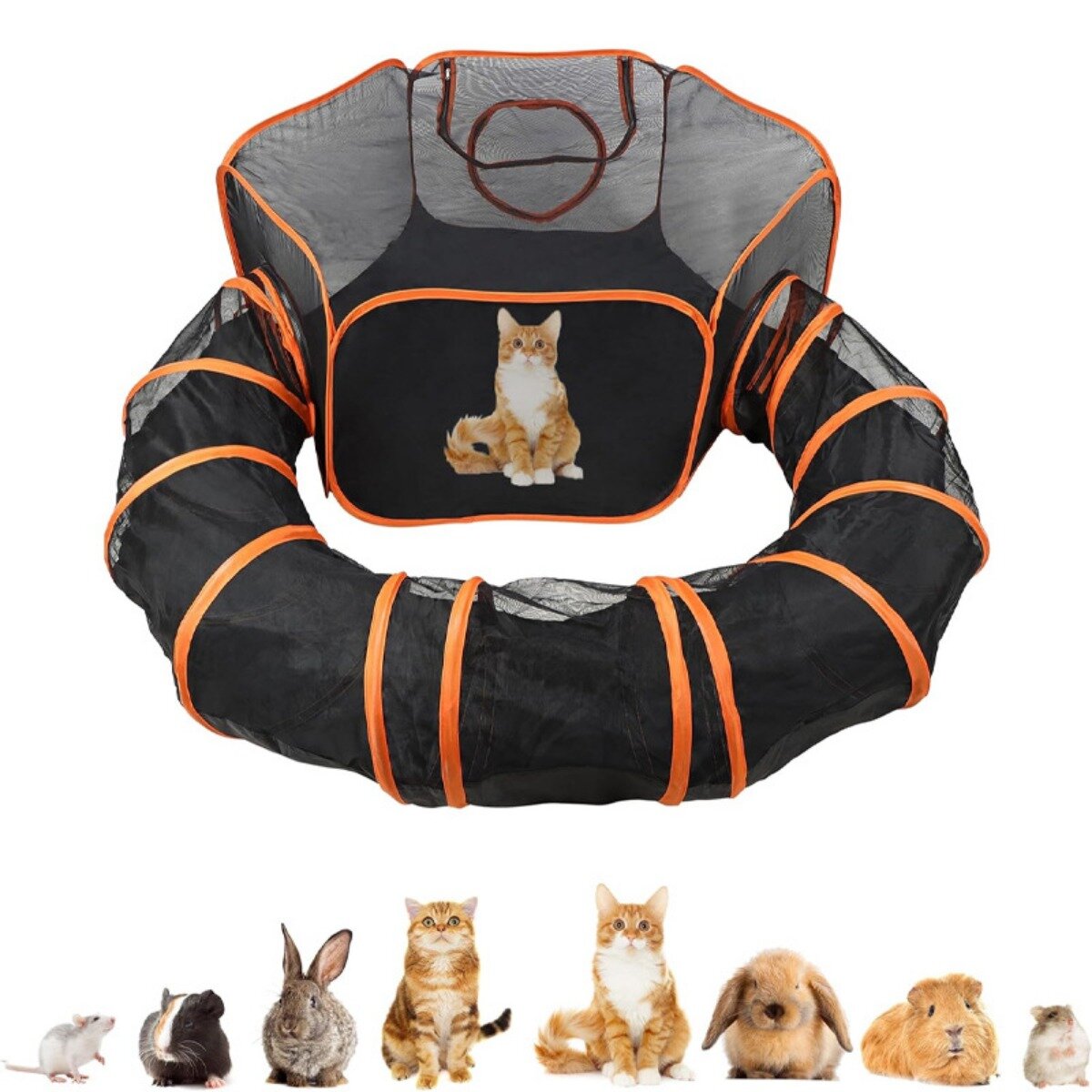 Полностью Закрытая Кошачья Палатка, Кошачий Забор, Домашняя Кошка, Открытый Туннель.