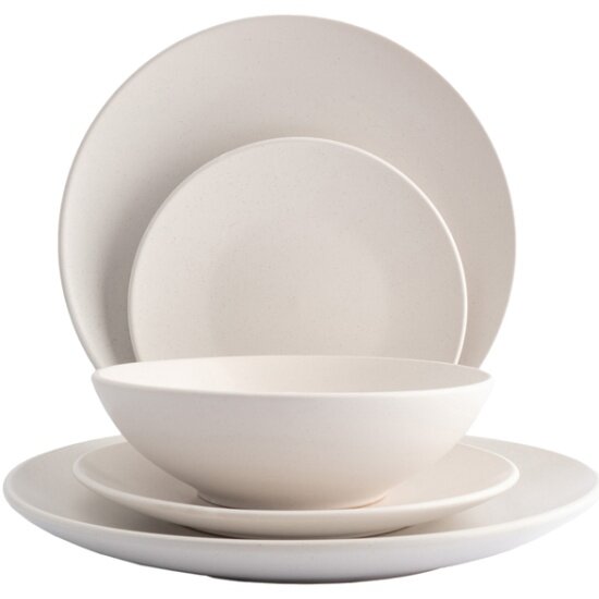 Сервиз обеденный Anna Lafarg Scanno 18 предметов, на 6 персон, керамика, белый в крапинку (ANLAF-SDC1193)