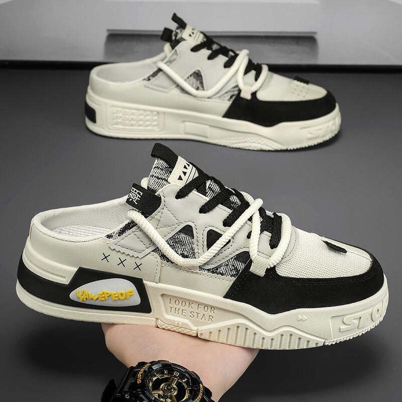 LUO Обувь мужская Летняя для подростков Полутапки сетчатая без пятки/E181 beige