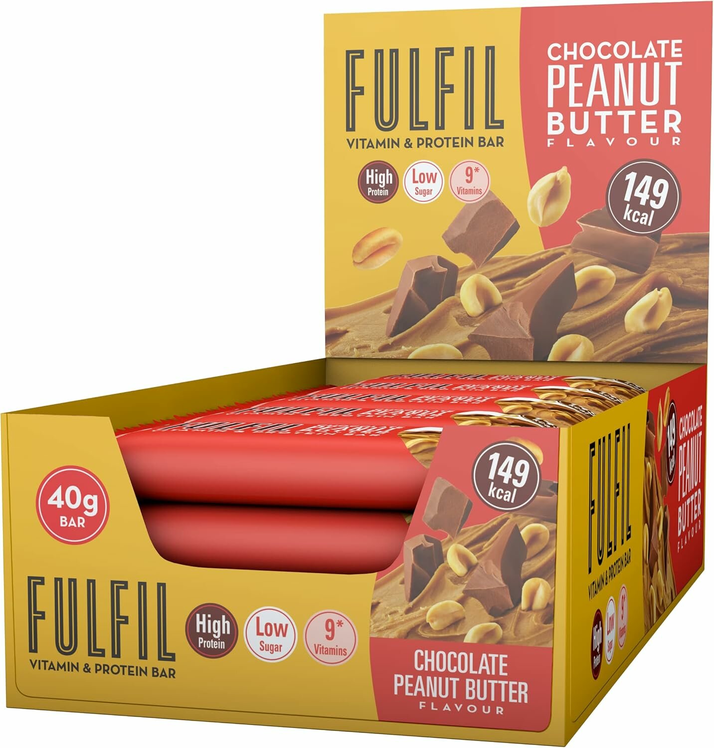 FULFIL Vitamin and Protein Bars Шоколадно-протеиновые батончики Chocolate Peanut Butter Flavour (15 x 40 гр)