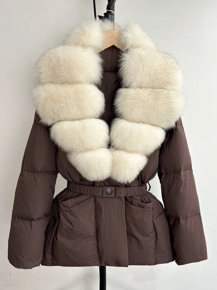 Пуховик , размер 42-44, black/beige fur — фото 1