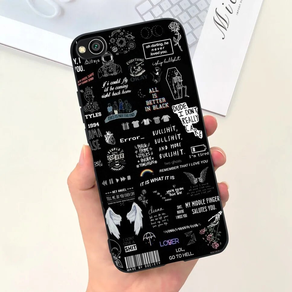 Чехол для Xiaomi Redmi Go M1903C3GG, модный дизайн, Маргаритка, кот, мягкий Черный, TGhei1796