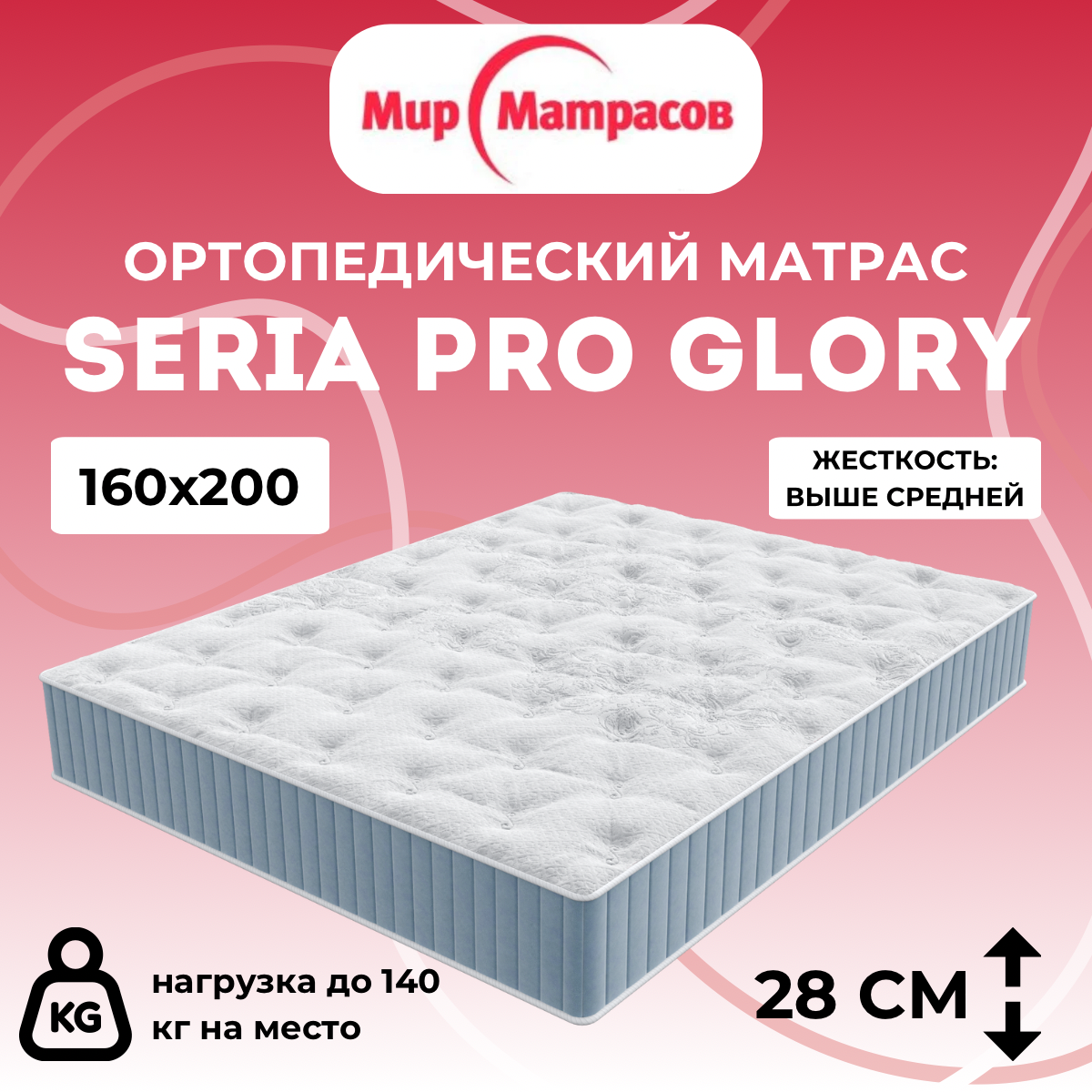 Матрас анатомический 160х200 Мир Матрасов Seria Pro Glory с независимыми пружинами, премиальный трикотаж с ультра мягкой пропиткой
