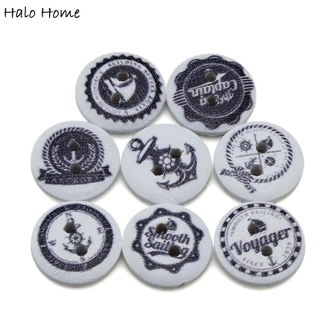 Деревянные пуговицы Halo Home, белая база, 50 шт