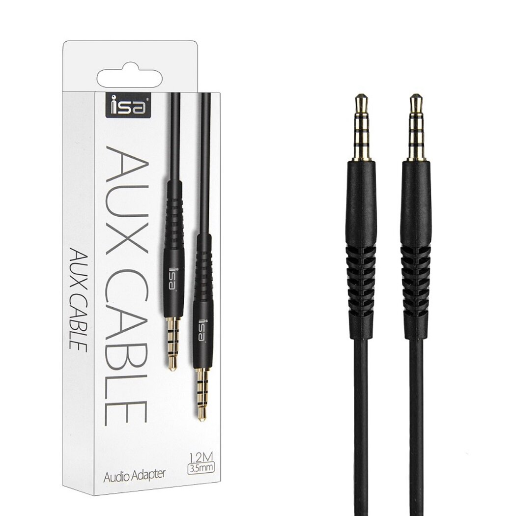 Аудио кабель AUX 1.2 м ISA, 3.5 мм to 3.5 мм, стерео, черный