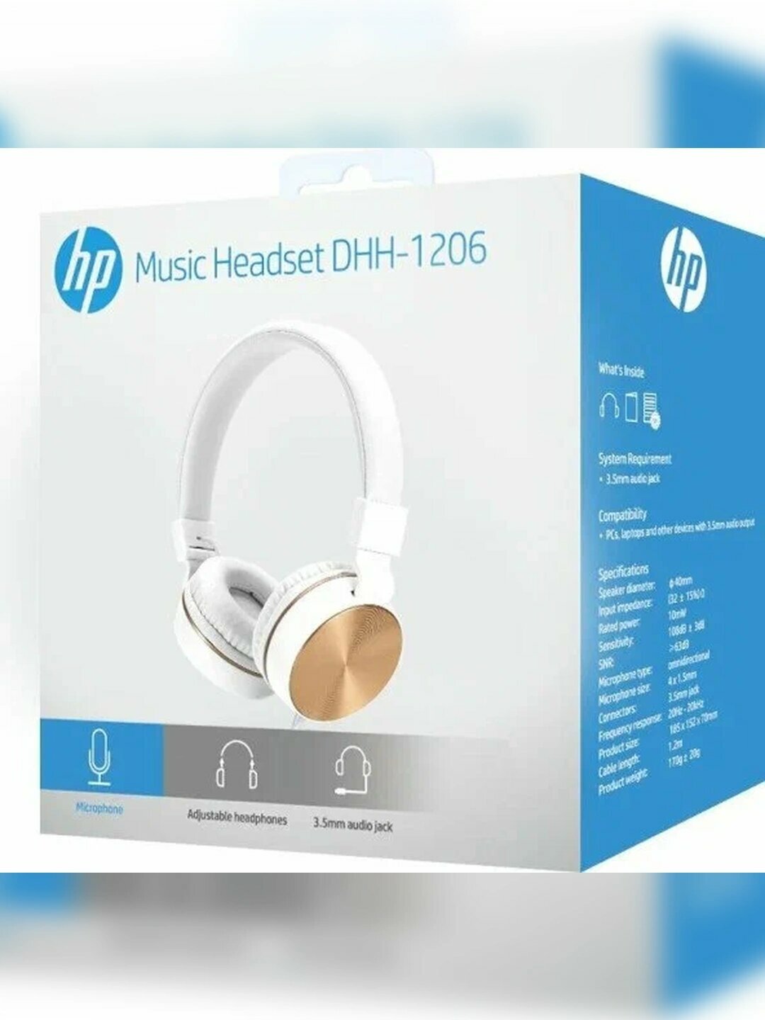 Наушники с микрофоном HP DHH-1206 WT, экокожа, оголовье, белый (8YJ97AA_WT)