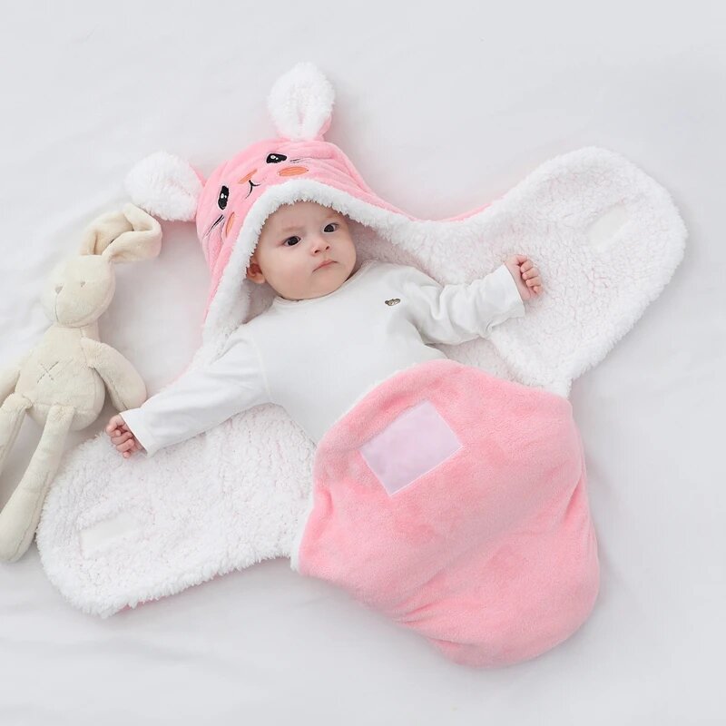 Розовый спальный мешок для новорожденных 6M Pink-Rabbit
