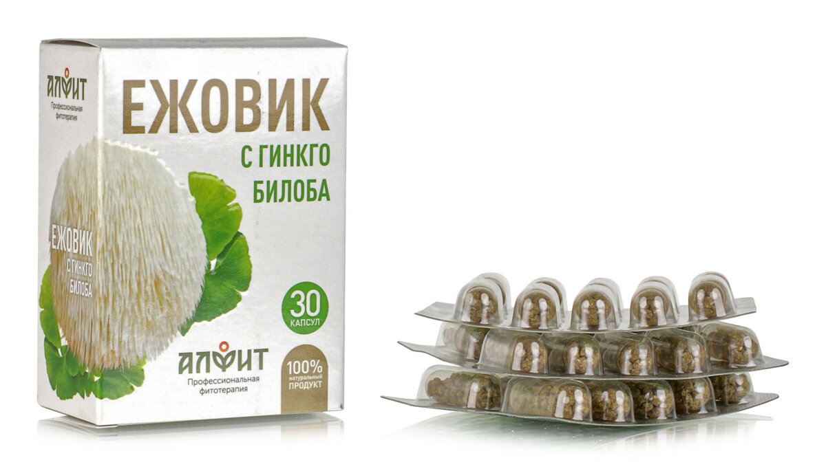 Ежовик с гингко билоба для мозговой активности, 30 капс