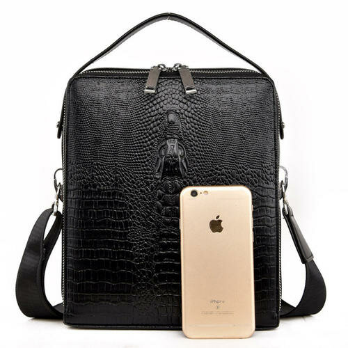 Новый кожаный мужской чемодан большой вместимости Крокодиловый кожа мужской бизнес - кейс одноплечий сумка наклонная сумка (синий)