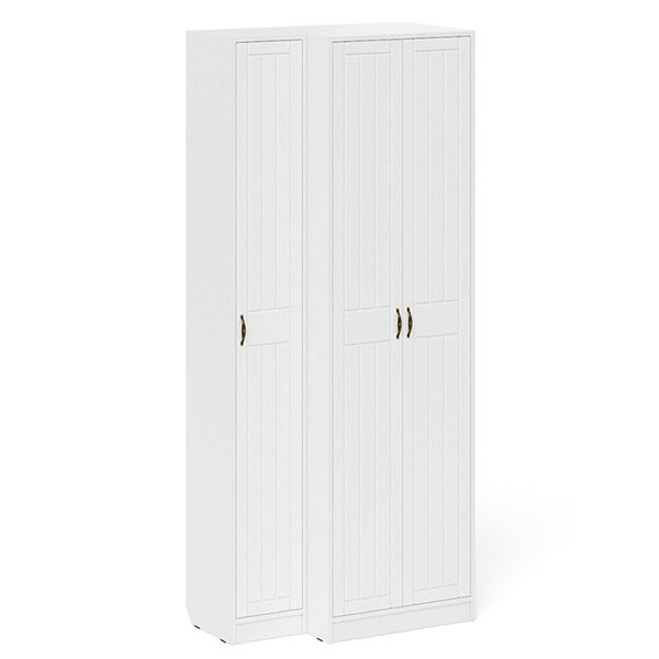 Прихожая П-6 Шкаф + Пенал, цвет белая шагрень/фасады МДФ белое дерево фрезеровка прованс