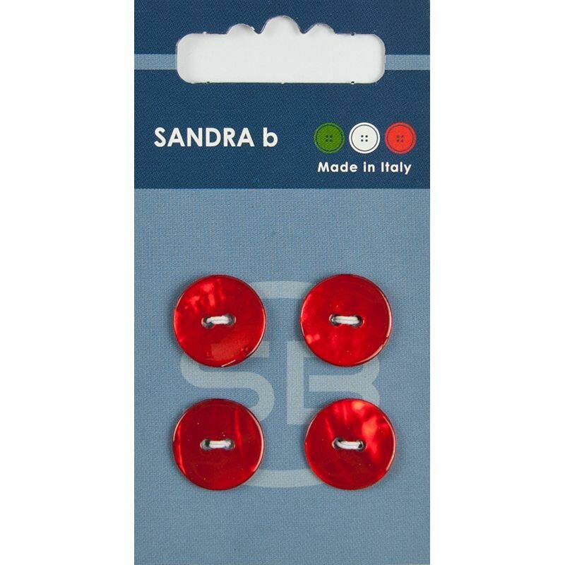 Пуговицы Sandra b Красные, 15 мм, 4 шт