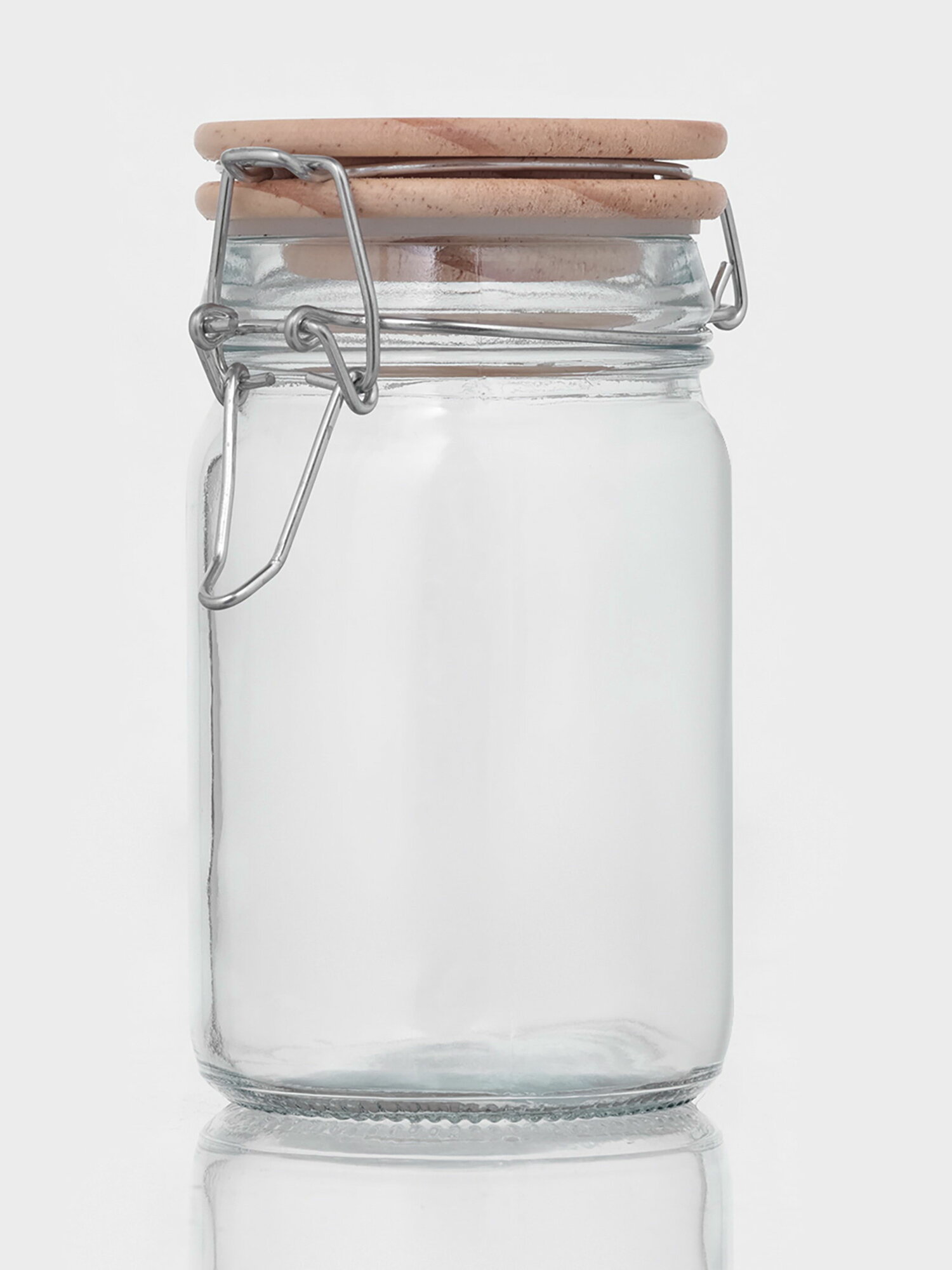 Банка для сыпучих "Эко", 250 мл, 9x6.5x12 см, с бугельным замком, бамбуковая крышка, стекло, прозрачная