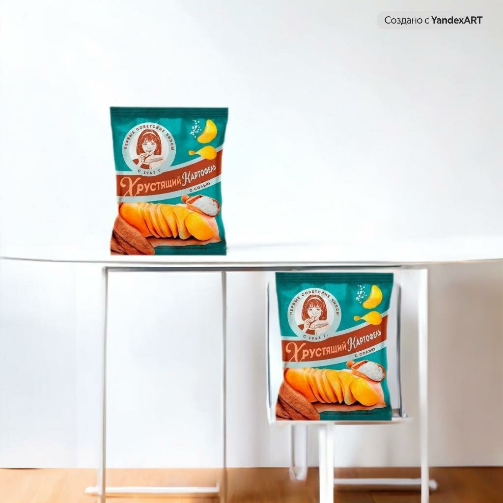 Хрустящий Картофель Чипсы с солью, в ломтиках, 160 гр - 2 шт