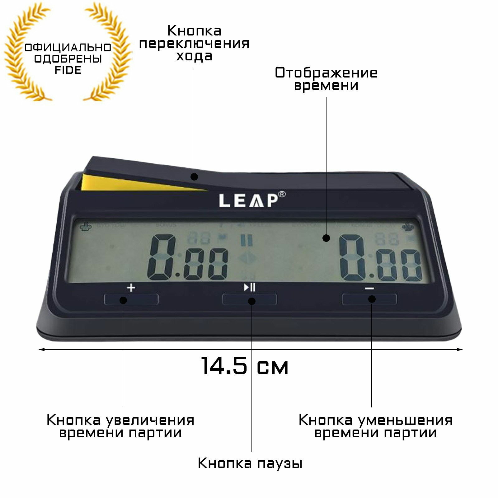 Электронные шахматные часы FIDE PQ9917, пластик, точность хода
