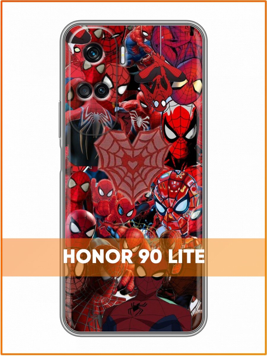 Чехол для Honor 90 Lite с принтом для мальчиков Человек паук фон (Хонор 90 Лайт)