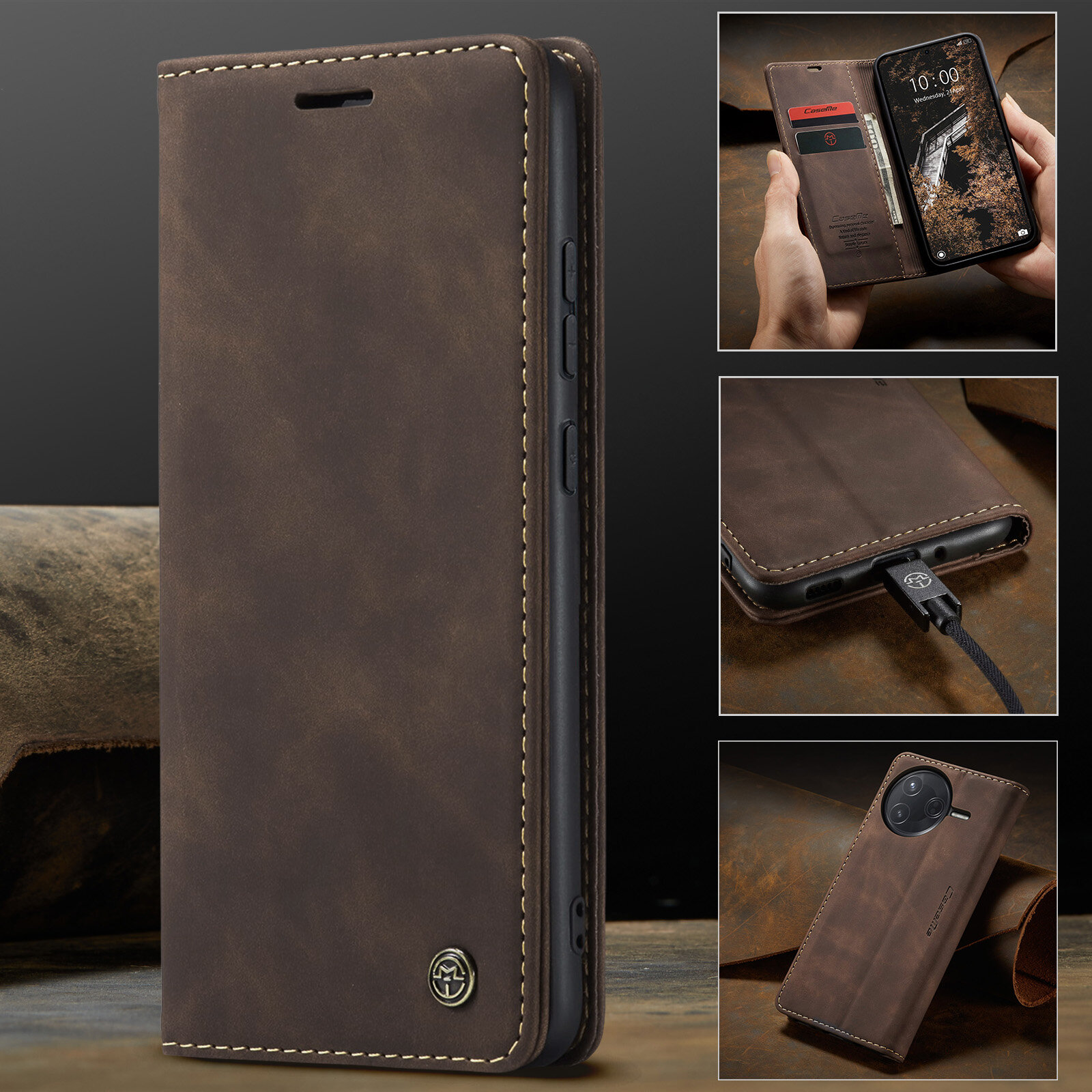 Чехол Для Poco F7 Pro/Сяоми Поко F7 Про, soft touch, кобура, искусственная кожа, защита камеры, ударопрочный, усиленные углы, Xiaomi, Poco F7 Pro, coffee,002CaseMe/013/RM K80