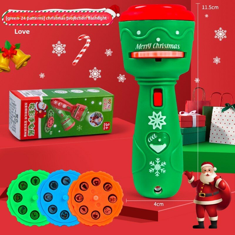 Christmas toy projection light with flashlight shape for childrens entertainment and learning