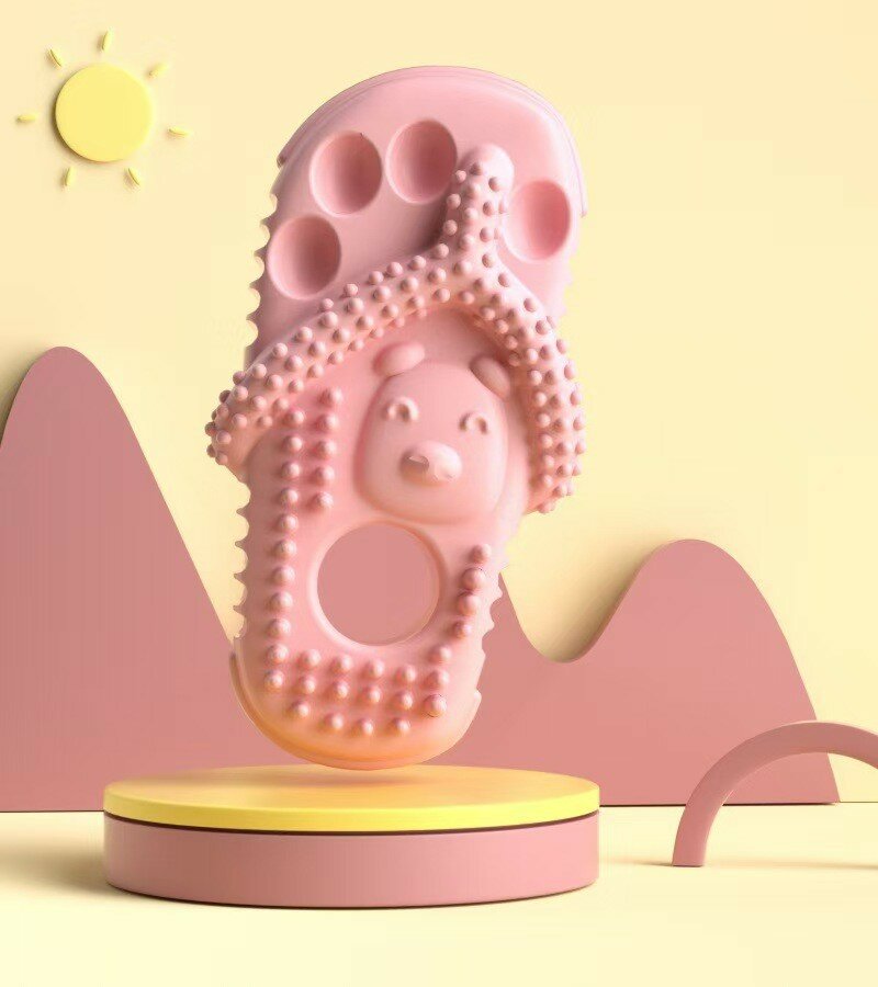 Tpr pet chew toy with tooth cleaning effect for dogs and cats suitable for holiday and party gift, pink