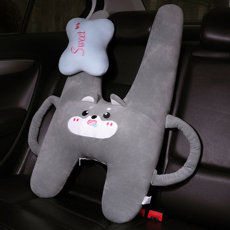 Caroon style car headrest pillow child safe plush sleep aid for kids