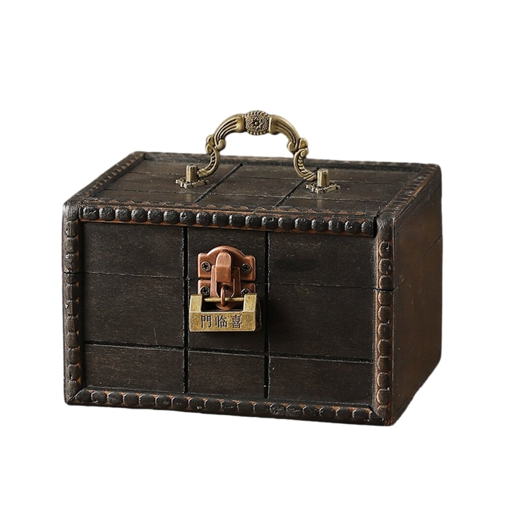 Ретро портативный маленький сундук с сокровищами, деревянный ящик для хранения-ретро Серый-большой +Xilinmen