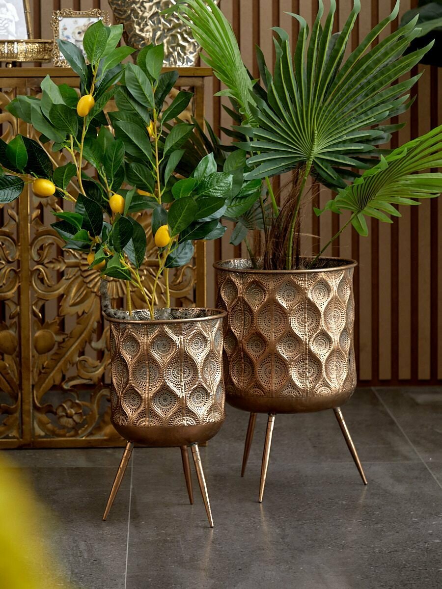 57-175 Кашпо на ножках Мадагаскар, набор 2 предмета 28х28х45; 22х22х37см, Glasar