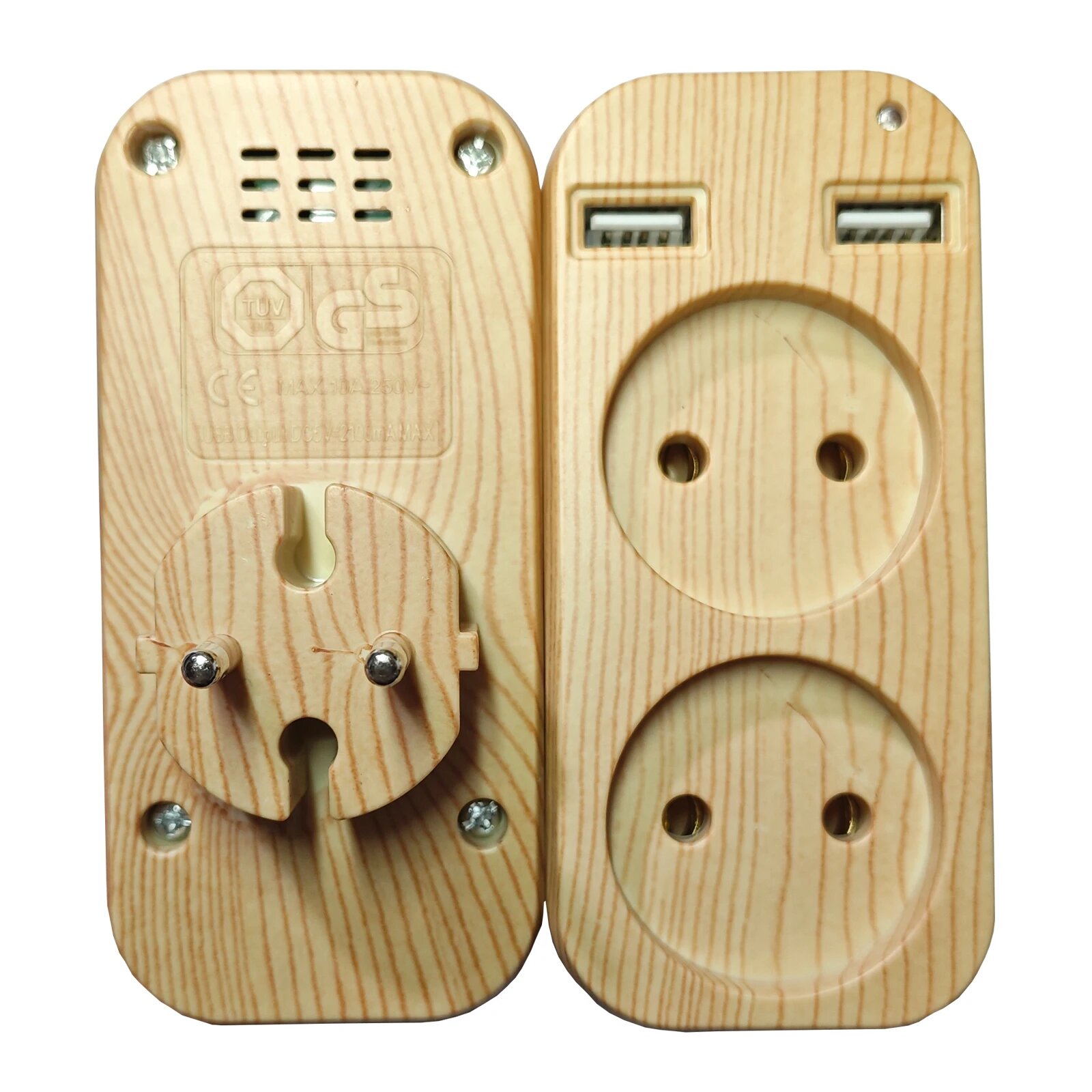 Деревянный удлинитель с USB, 1 pcs wood color