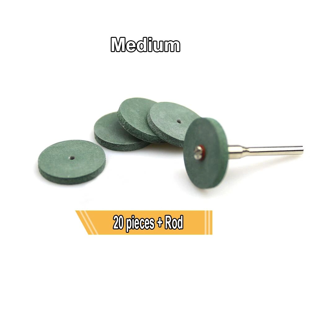 Полировальные круги RAMS BRALIN, 21 шт, резиновые, диаметр 22 мм, 3 мм Medium Green