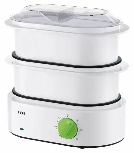 Пароварка Braun "FS 3000", 2 яруса, 850Вт, пластик, белая, 3.1л — фото 1