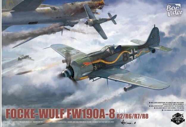 BF-009 Border Model Самолет Focke-Wulf FW-190A-8, (4 в 1, R2, R6, R7, R8) 1/48