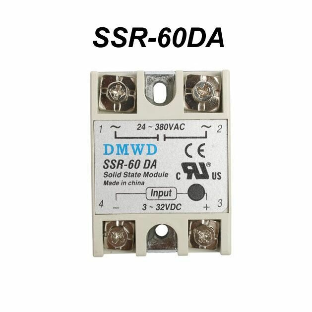 SSR-60DA Твердотельное реле, 60A Однофазный модуль SSR 60DA DC-AC 3-32V 12V DC до 24-380V 220V AC -1 шт.