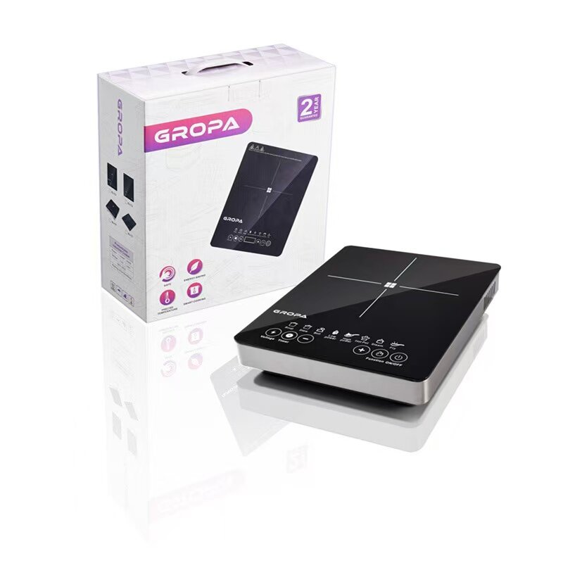 Плитка индукционная настольная электрическая Hebermann HBIC 1101. 2000 Вт, 5 режимов, электронное управление.