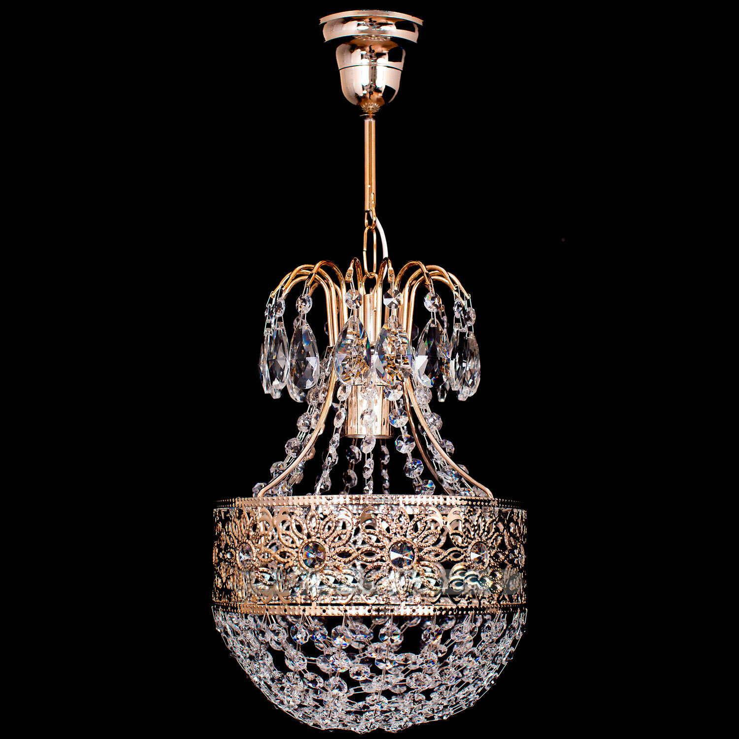 Люстра Гусь-Хрустальный Кухонный подвес Мэри №2, хрусталь, Е27, 60 Вт, кол-во ламп: 1шт, цвет арматуры: золотой