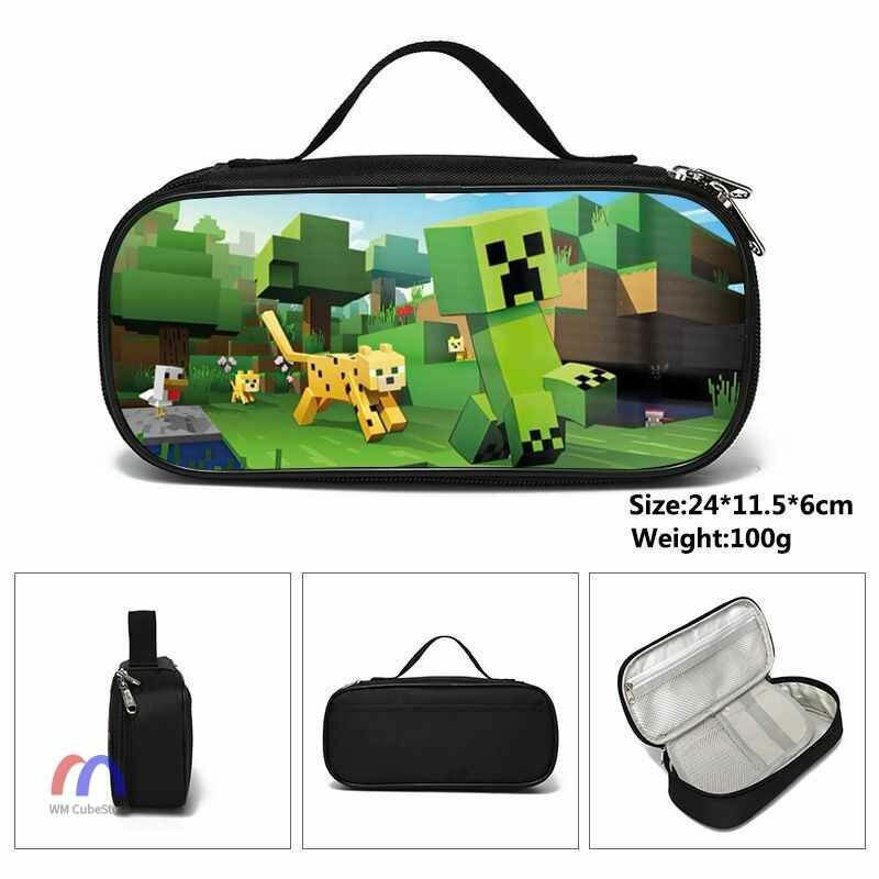 Пенал майнкрафт для мальчика школьный 2 отделения Minecraft с ручкой SJBD2308102 03