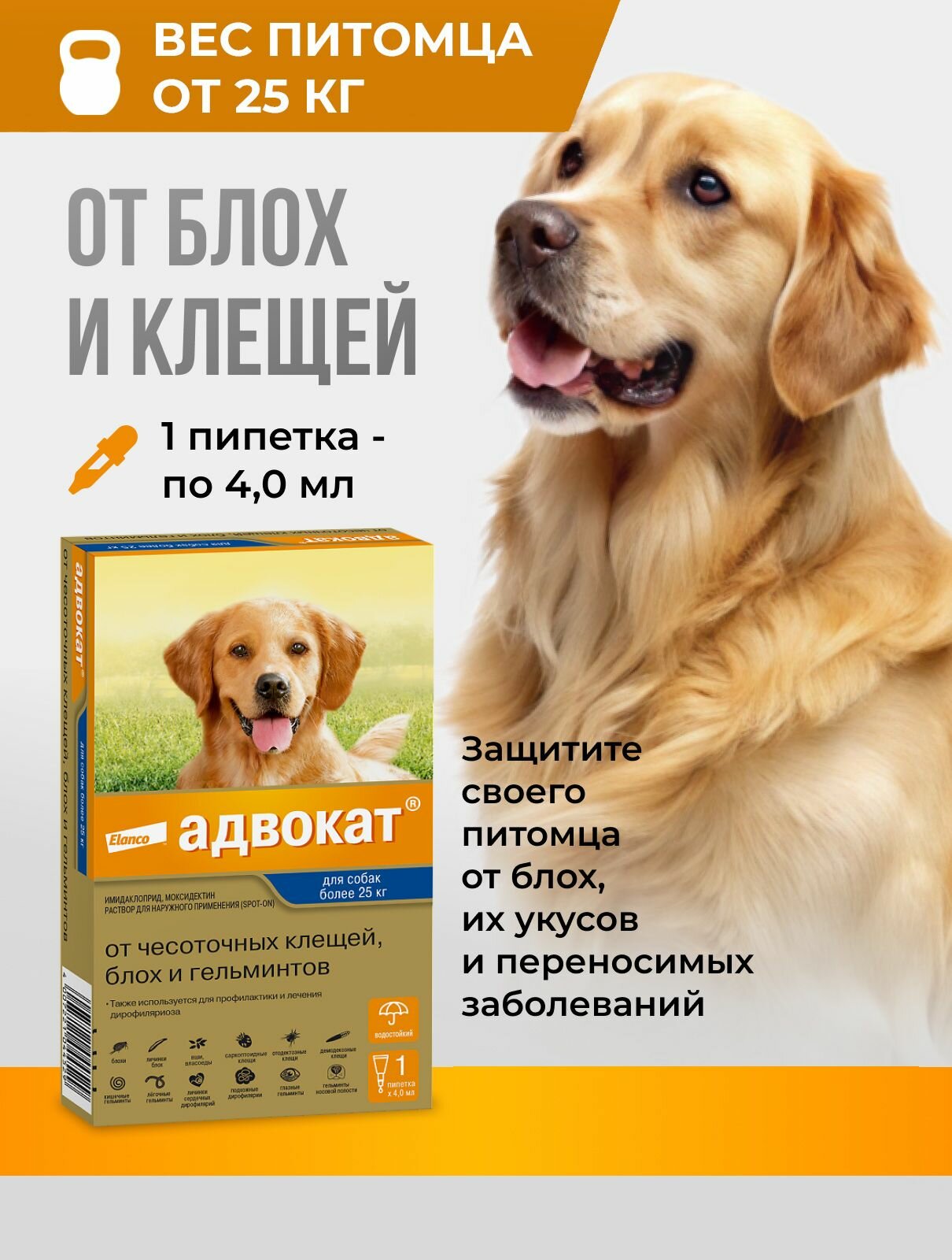 Адвокат для собак массой более 25 кг, 1 пип