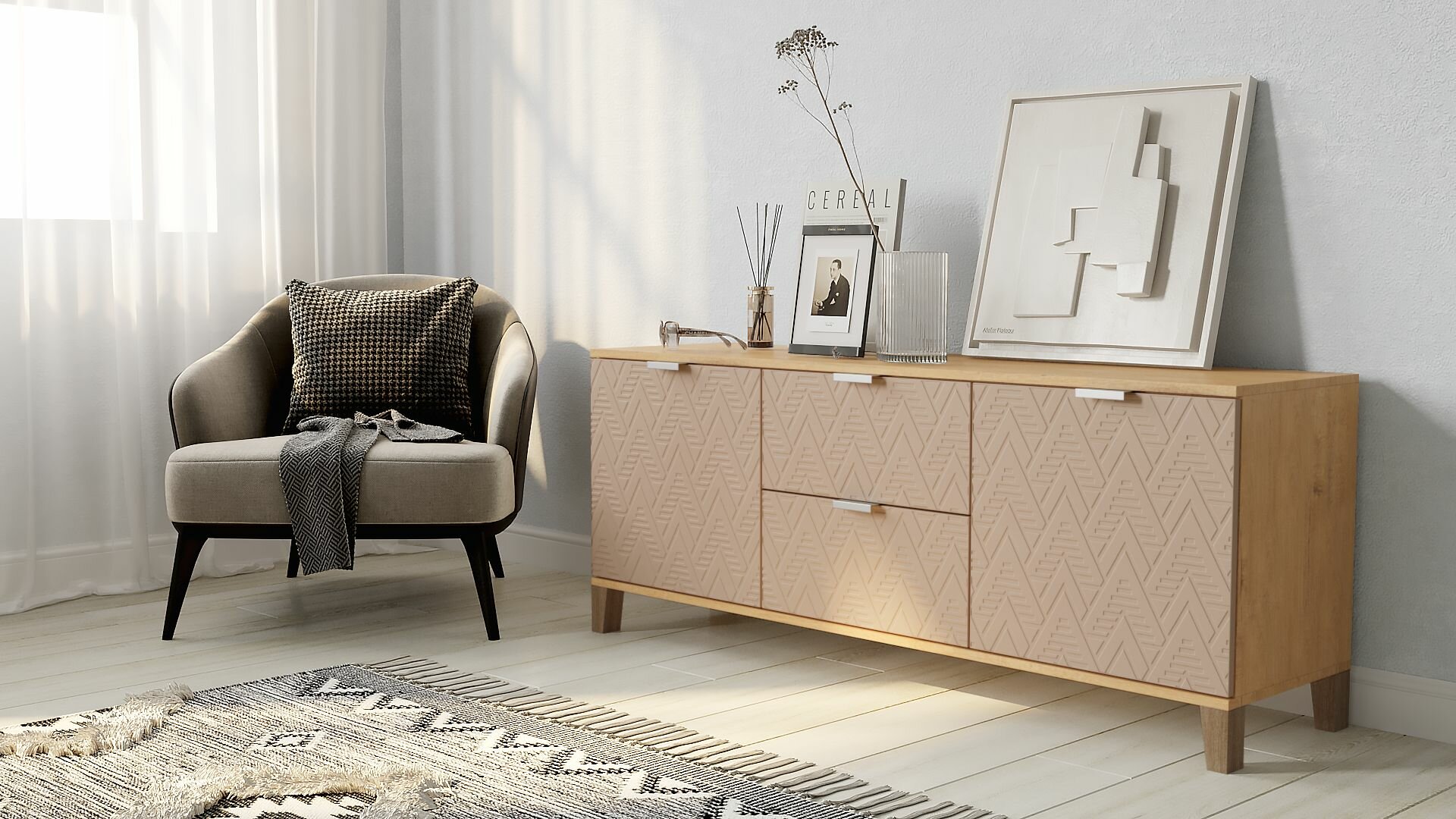 Комод под телевизор Йорк 1 с 2 ящиками 150 х 40 х 60 см ЛДСП/МДФ