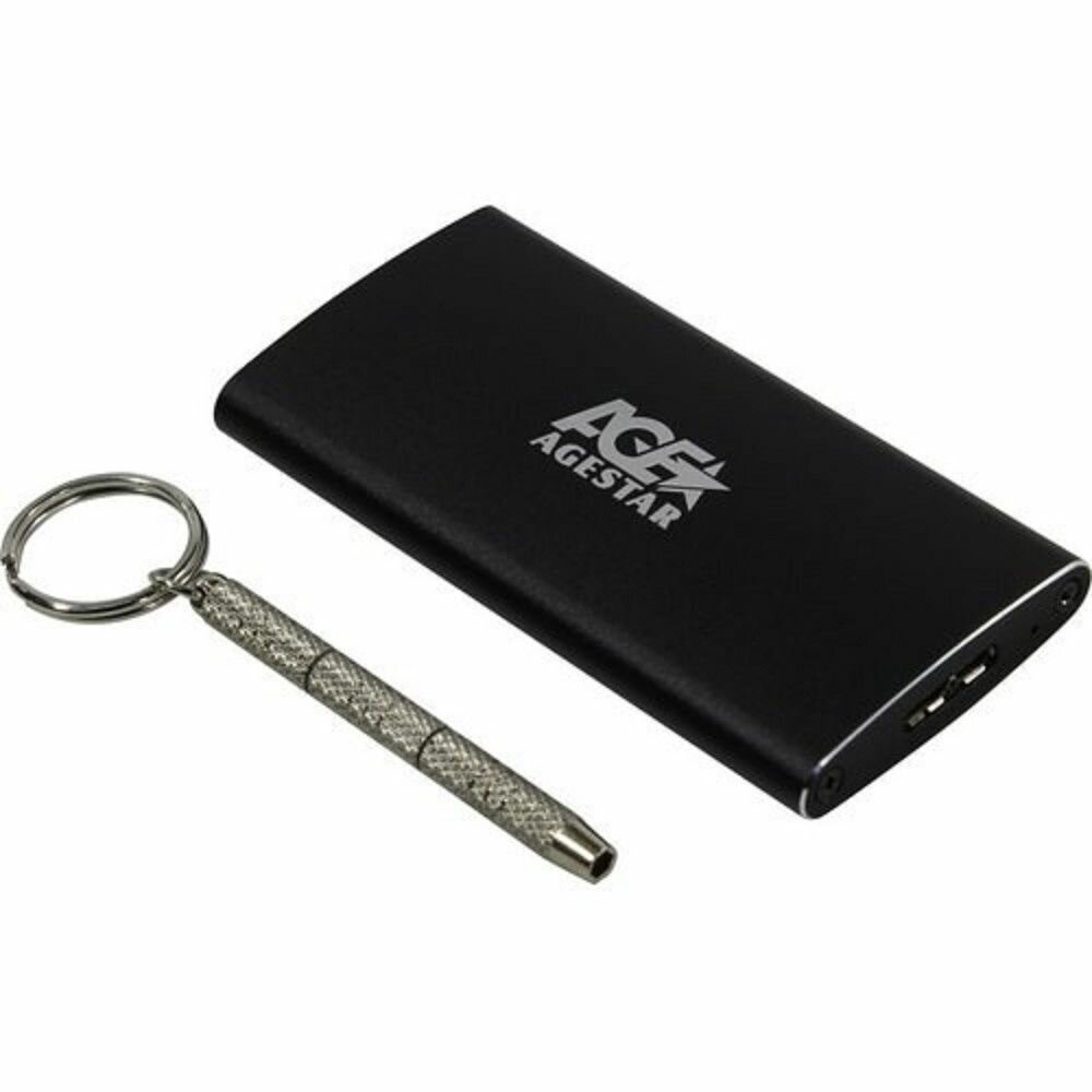 AgeStar Контейнер для HDD 3UBMS2 BLACK USB 3.0 Внешний корпус mSATA, алюминий, черный