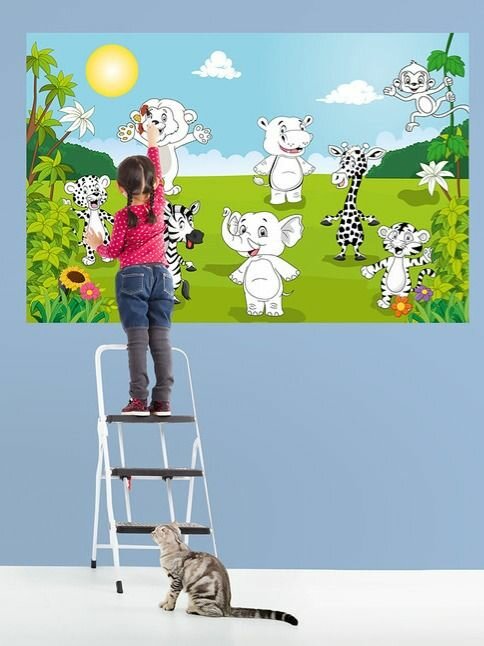 Фотообои на стену W+G Happy Animals 1,75 х 1,15 м бумажные