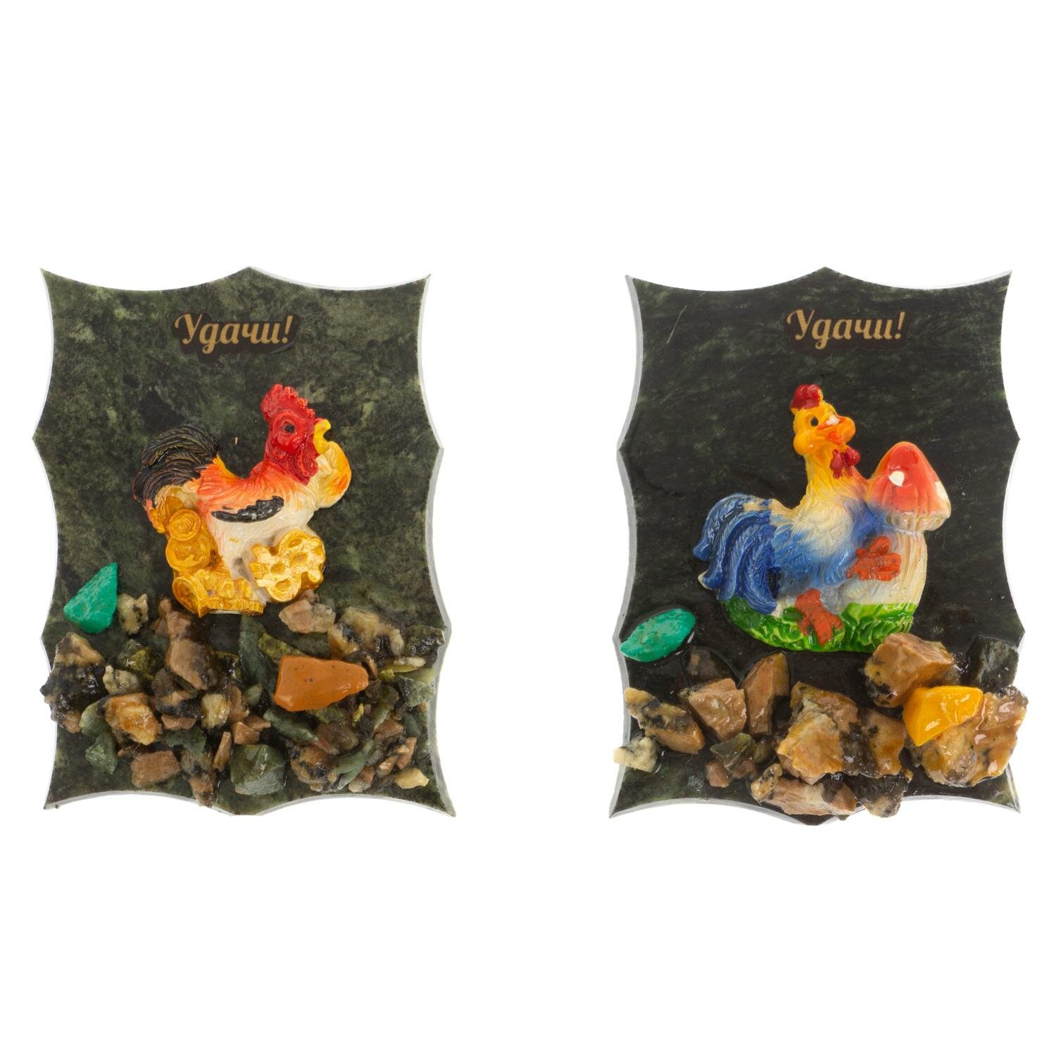 Магнит "Удачи" в ассортименте камень змеевик 129817