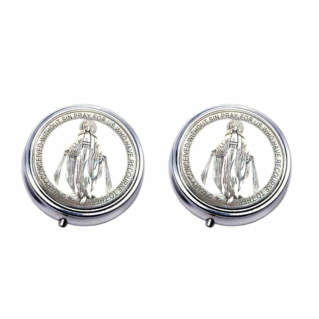 2 Розария для Причастия Пресвятой Богородицы Святого Бенедикта в подарочной коробке Металлическая коробка-Белая