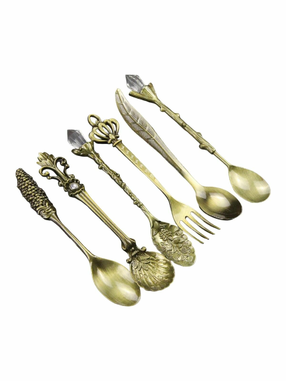 Сервировочный набор, Набор кофейных ложек Retro palace из 6 предметов старинного зеленого цвета