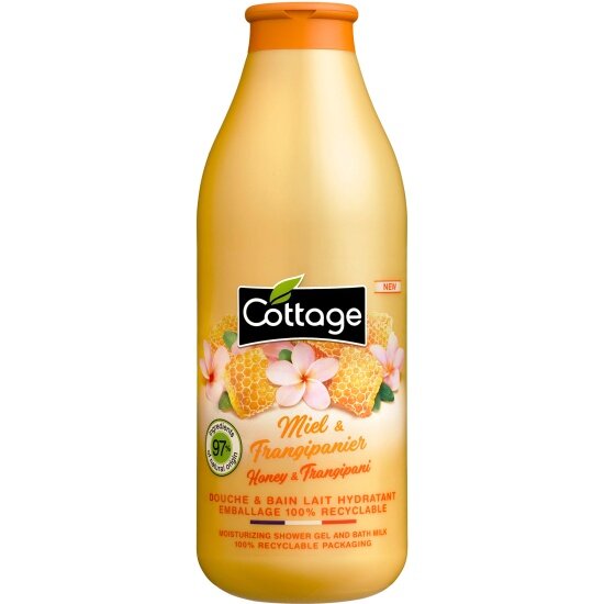 Увлажняющий гель для душа и пена для ванны Cottage 2 в 1 МЁД И франжипани 750 мл