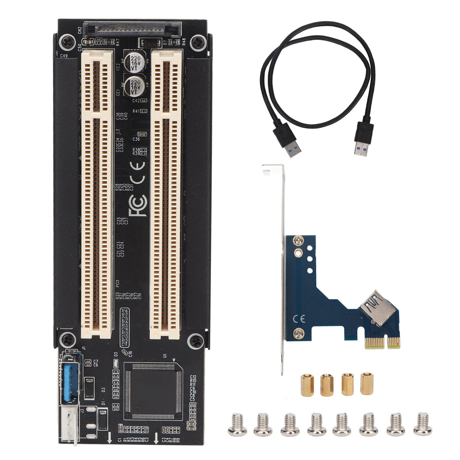 Материал печатной платы PCI E для двух карт Plug and Play, расширение синего светодиода для WIN