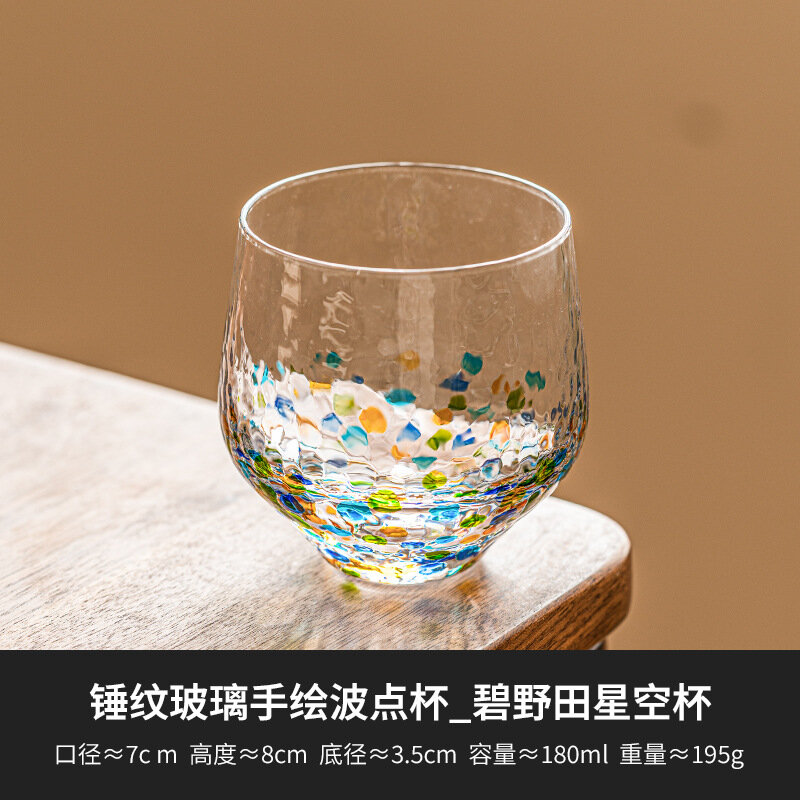 Чашка для молока, ручная роспись в горошек, стекло, женская, большая емкость