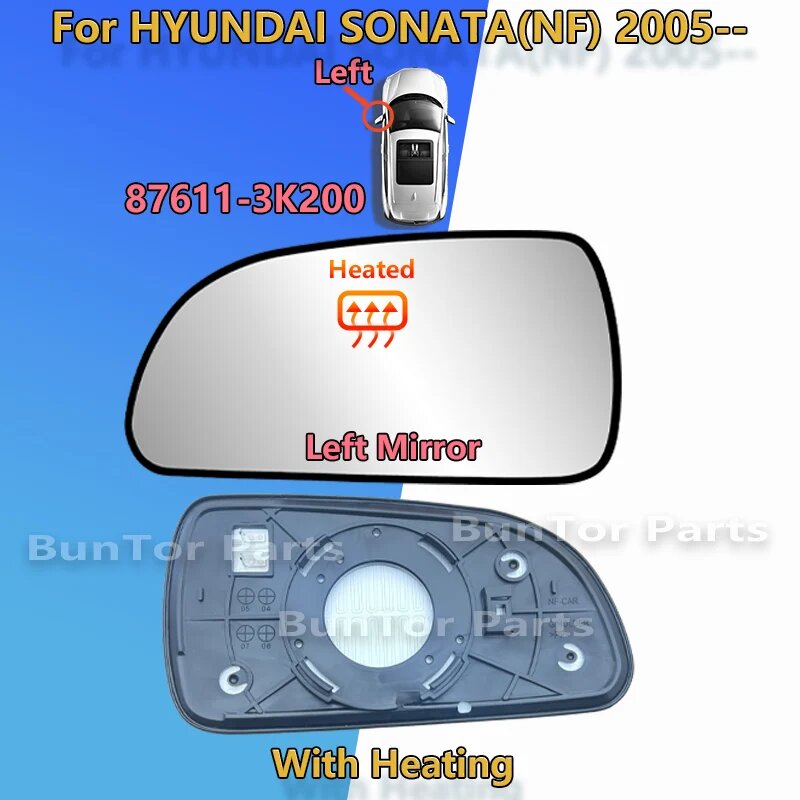 Зеркало боковое левое Hyundai Sonata NF 2005- с подогревом 87611-3K200