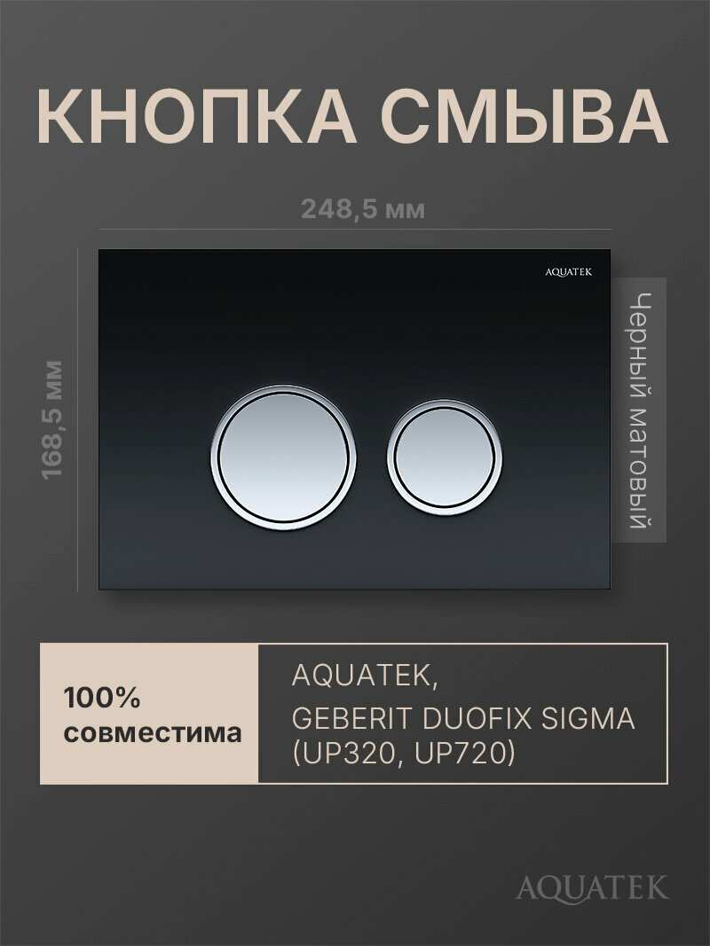 Кнопка смыва для инсталляции Geberit Sigma, Aquatek, черная, стекло, круглая