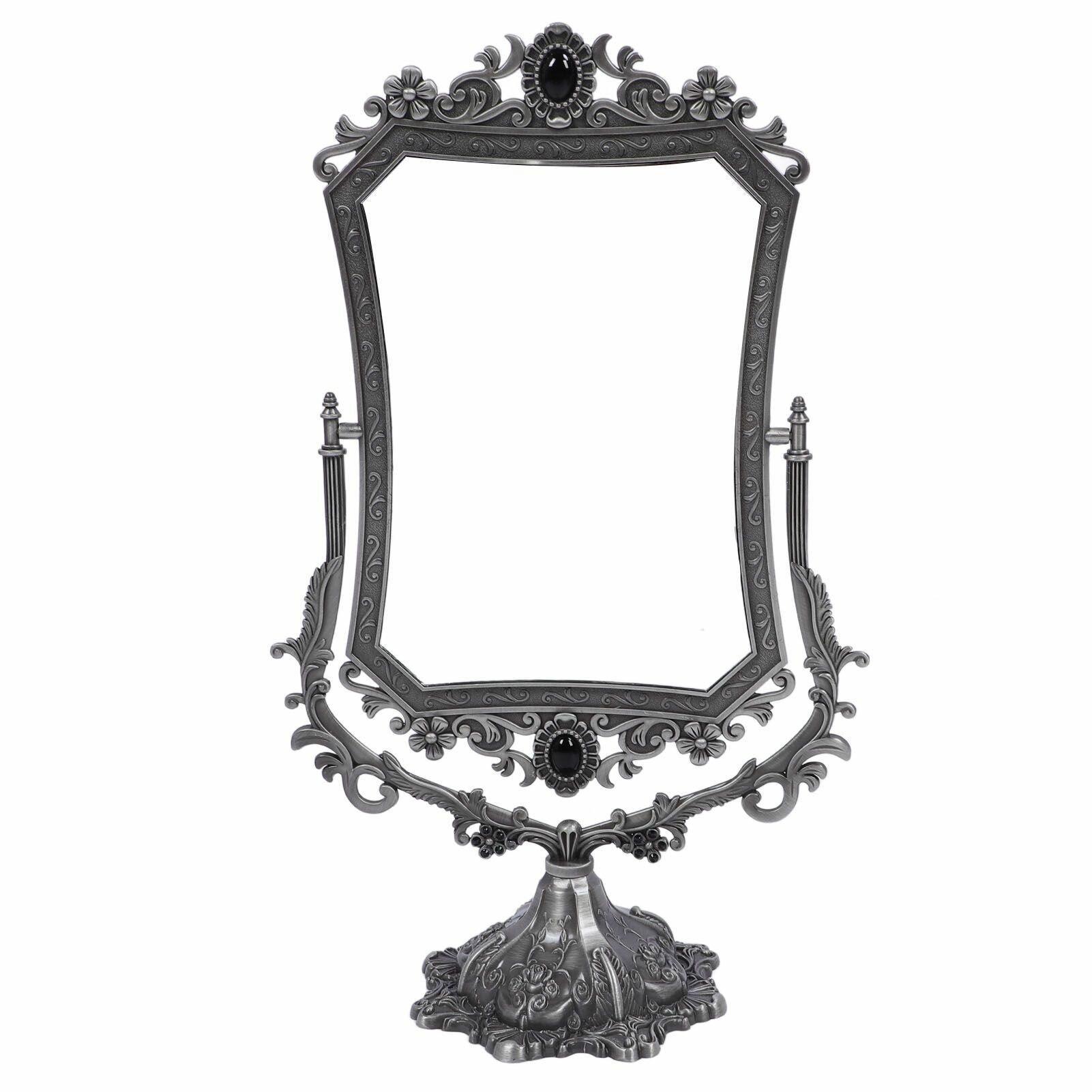 Винтажное двухстороннее зеркало для макияжа, вращающееся на 360 градусов, антикварное настольное зеркало в металлической раме для домашнего декора