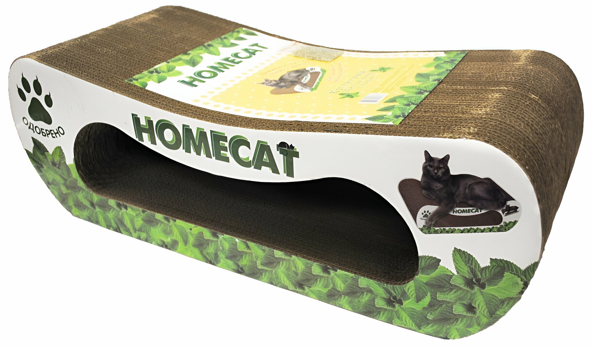 HOMECAT Когтеточка Мятная волна большая 61х25х20 см (гофрокартон), серая